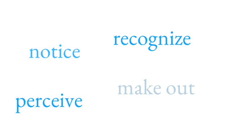 【気づく、認識する】recognize, notice, perceive, make out【類義語から学ぶ英単語】 - 脳内ライブラリアン